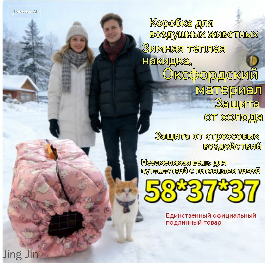 Зимний чехол на пластиковую переноску для кошек, собак, животных 58*37*37