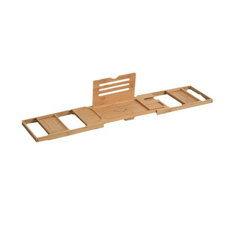 Бамбуковая выдвижная полка для ванной, поддон для ванны, плоская полка для хранения, нескользящая бамбуковая деревянная полка для ванны