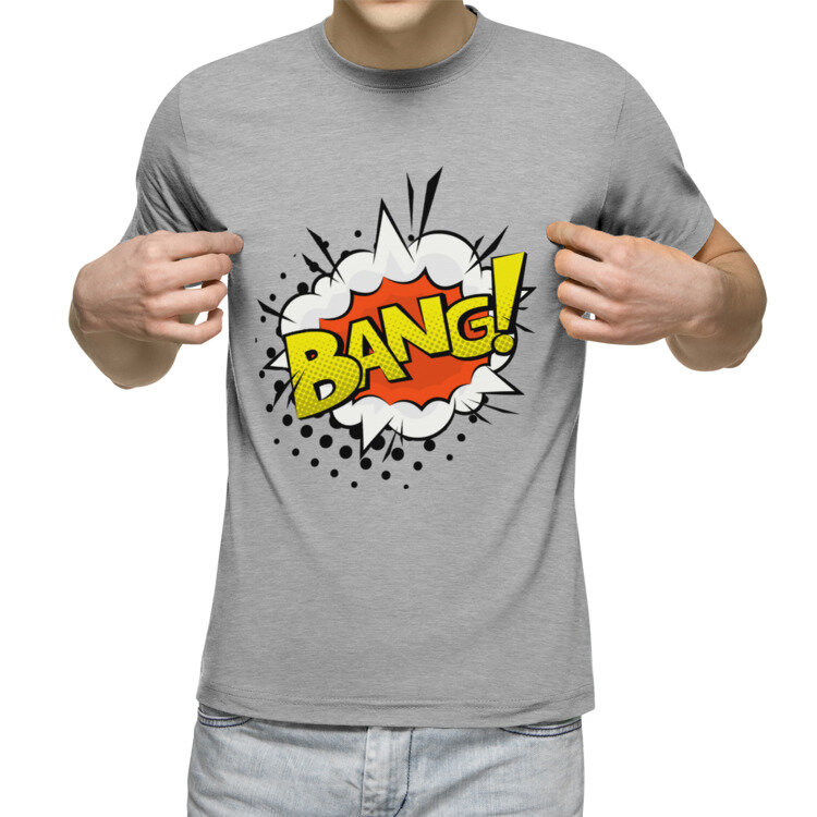Мужская футболка «Bang» (серый меланж, L)