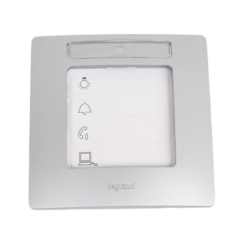 Рамка Legrand Etika 1 пост с держателем для маркировки, алюминиевый корпус, серебристый цвет, защита IP20 уровня