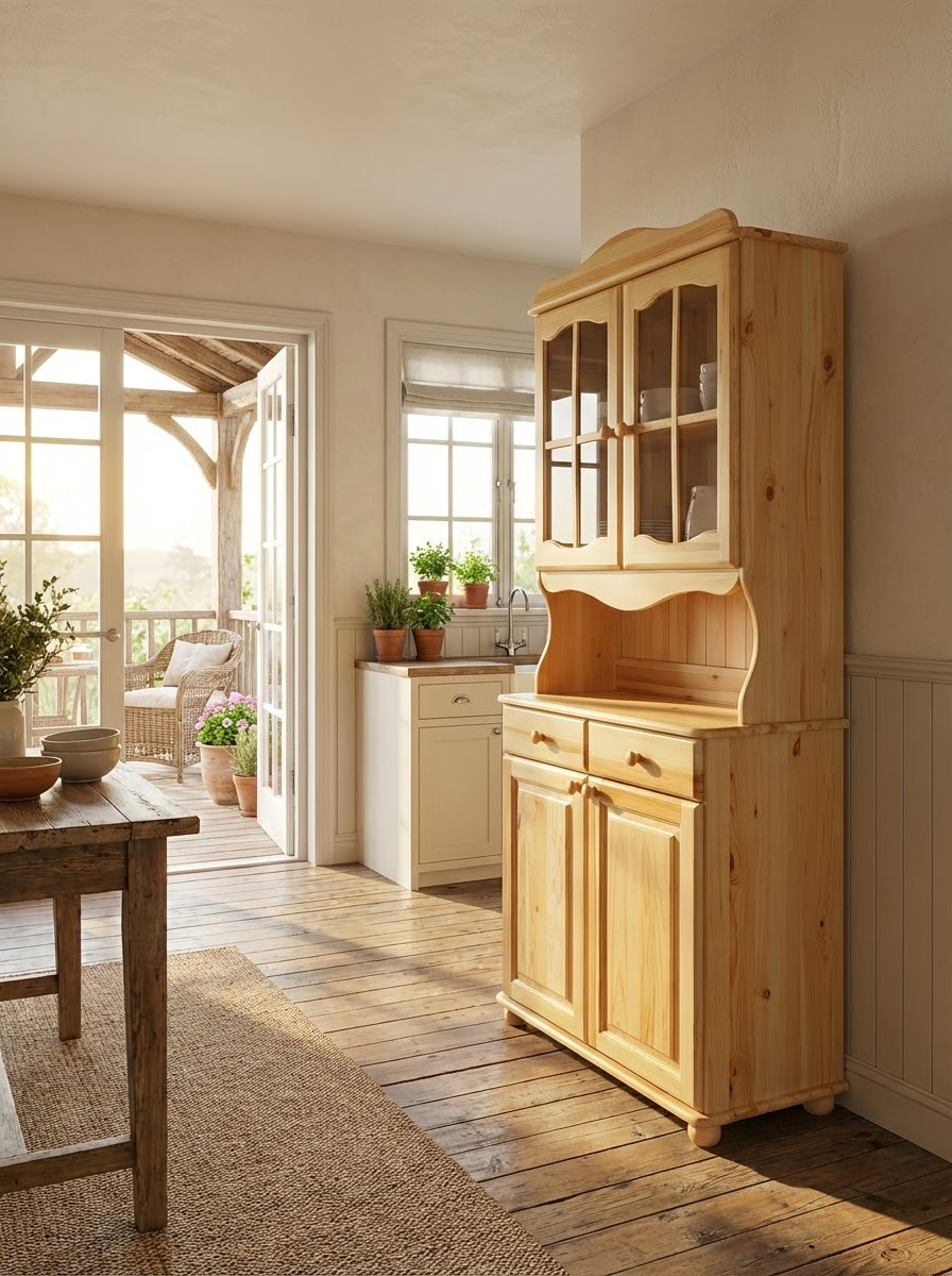 Шкаф-буфет "Норд 100" массив сосны, отделка - лак, 82х38х193 см. "Дом мебели из сосны"