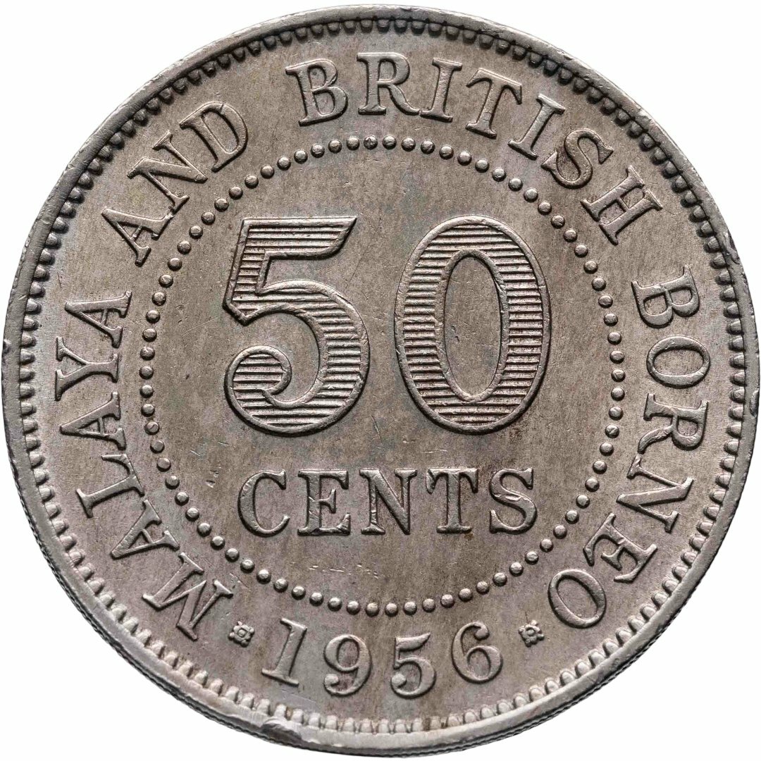Малайя и Британское Борнео 50 центов (cents) 1956