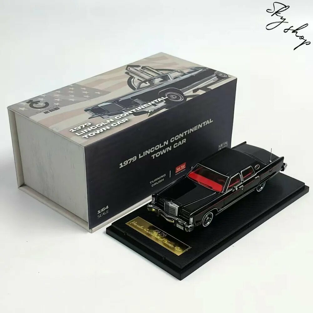 Машинка Turning Crush 1:64 1979 LINCOLN CONTINENTAL TOWN CAR черное, модельки машин металлические