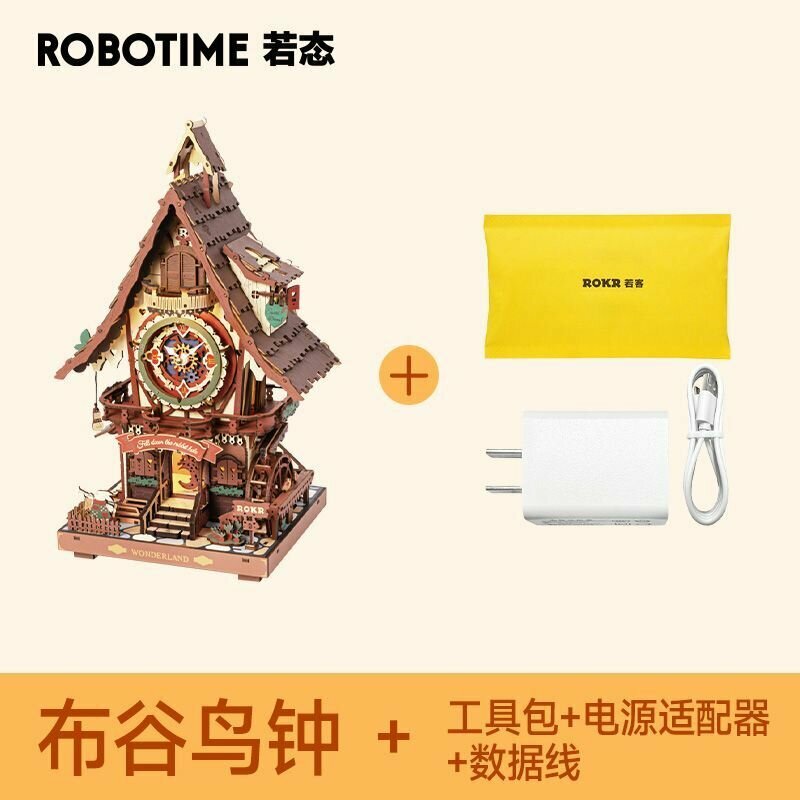 ROKR Часы с кукушкой DIY Ручная работа 3D Пазл Деревянная сборка Модель Мортиз и Тенон Строительные блоки Игрушка