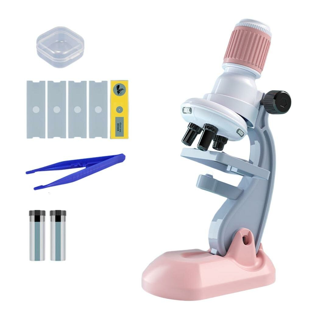Портативный пластиковый микроскоп для детей, 1200x, Розовый