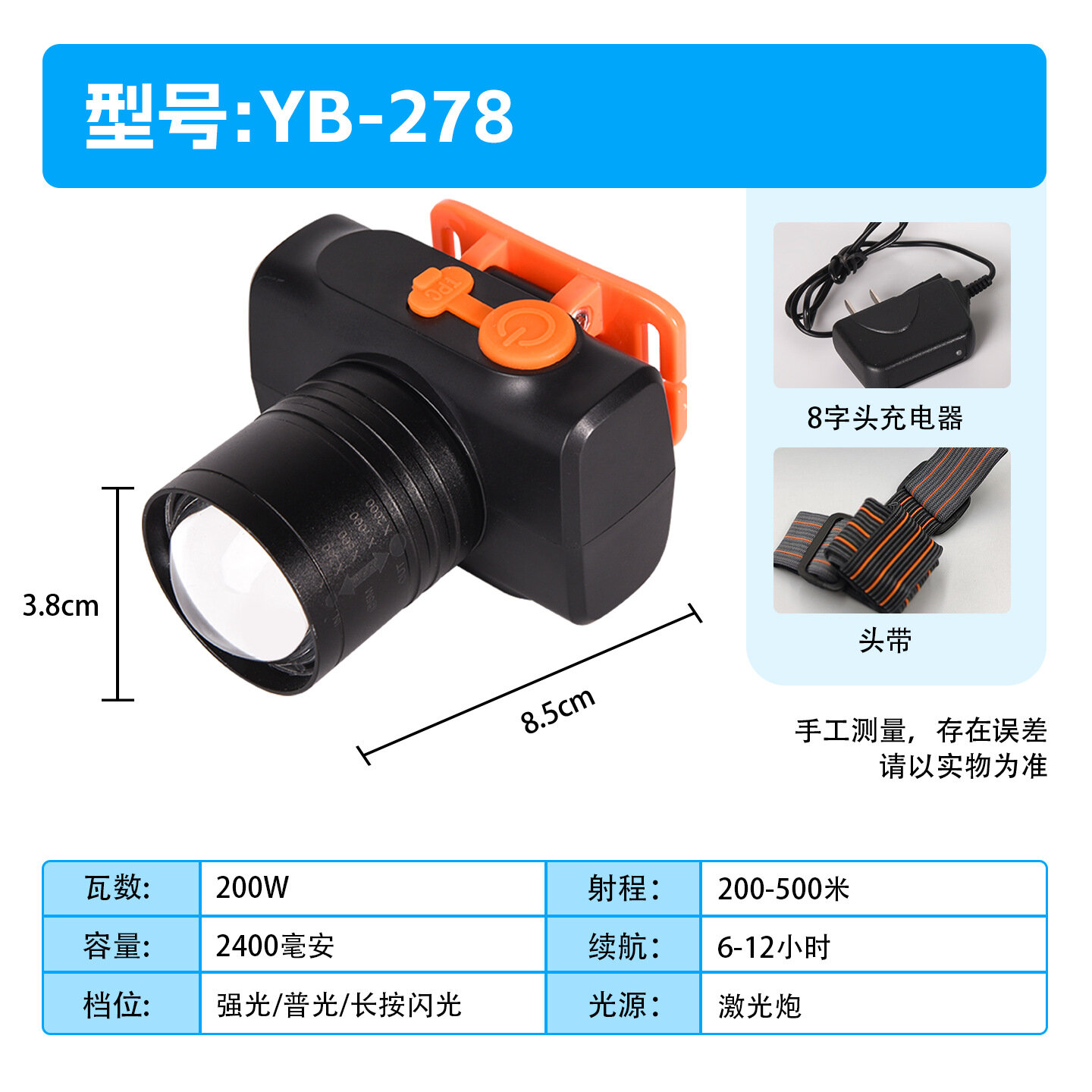 Портативная лампа, фонарик, лазерная пушка с сильным светом, длительное время автономной работы, сверхяркий портативный