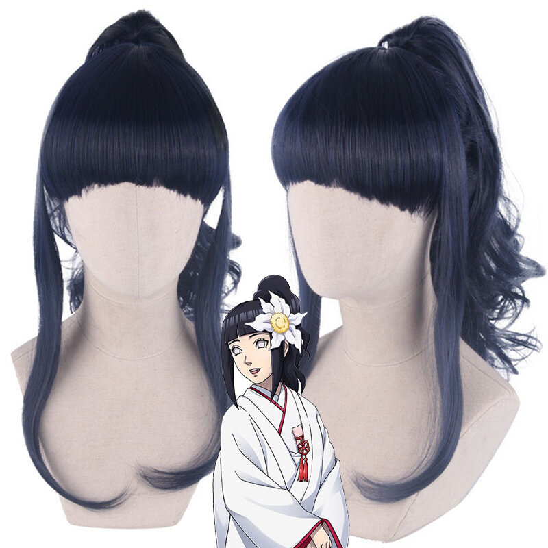 2026 Косплей парик Хьюга Наруто кудрявые волосы косплей Хэллоуин парик с хвостиком ниндзя