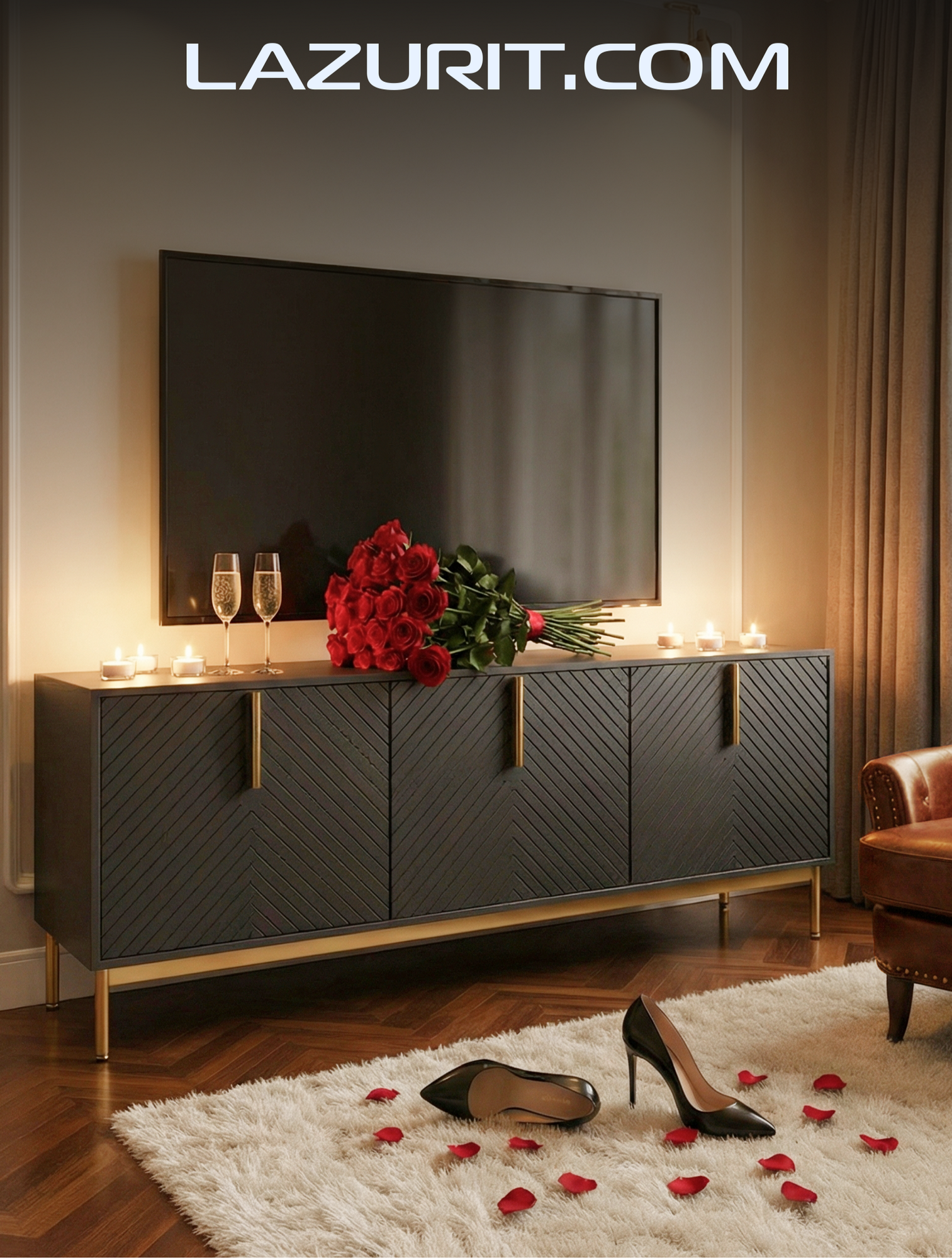 Комод для одежды черный Lazurit Монте-Прадо под телевизор на ножках высокий узкий