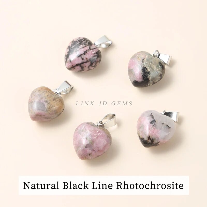 Натуральный камень ротохрозит белый нефрит кулоны сердце 15 мм Rhotochrosite