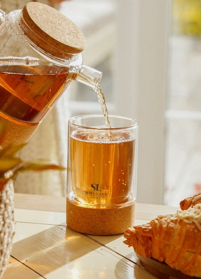 Стакан с двойными стенками на пробковой подставке SL Home «Алькорноке», 300 мл, 8×12 см, стекло