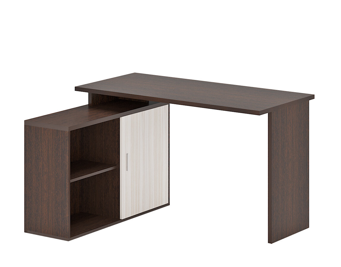 Стол компьютерный Мэрдэс СКЛ-Прям130+ТБЛ-2, венге/карамель, с полками, 120х96х77 см