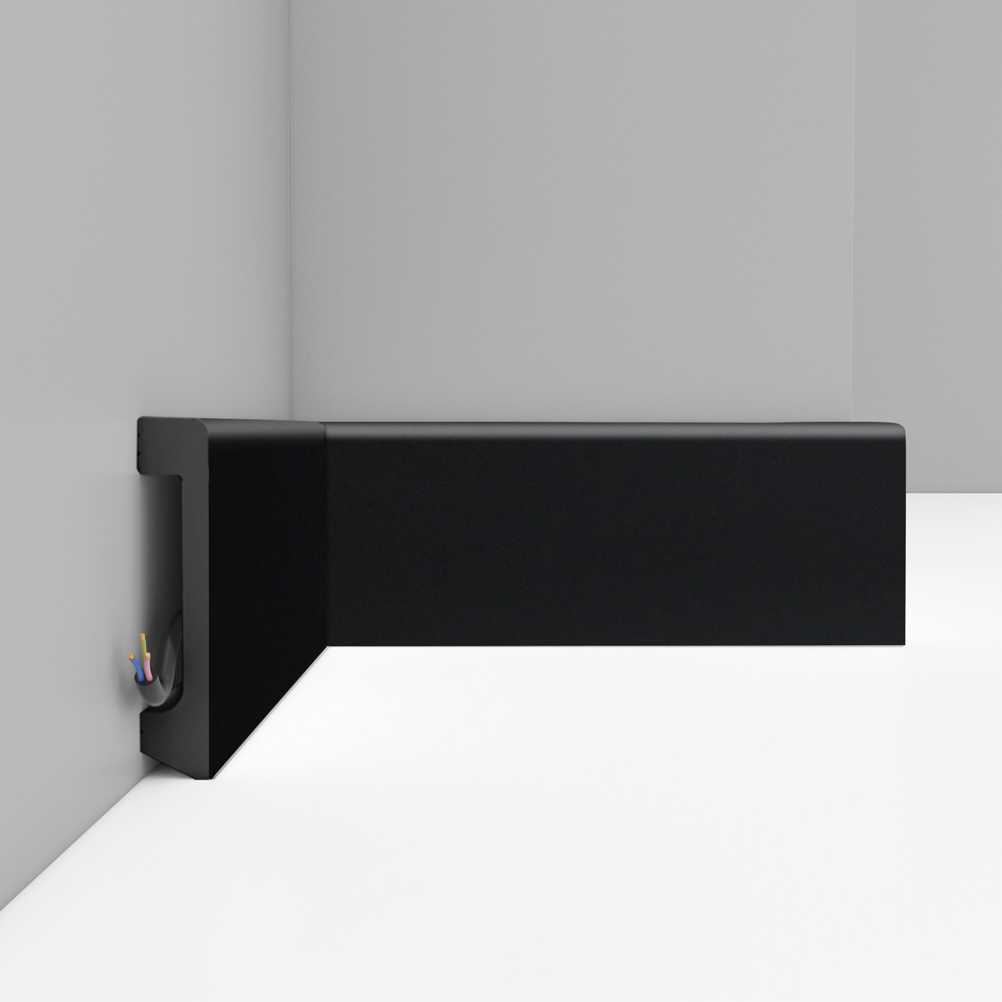 Плинтус дюрополимер напольный DECOMASTER (декомастер), 80х17х2400 мм, D235-116 ДМ черный матовый