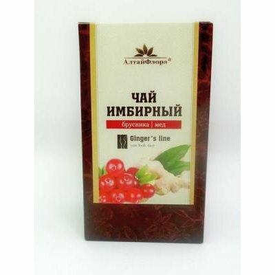 Чай АлтайФлора имбирный с брусникой и медом, 20 фильтр-пакетов