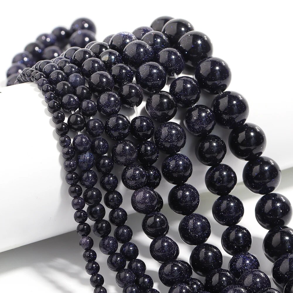 Бусины из камня 4-12 мм тигровый глаз, аметист, агат, Темно-синий, 8mm about45pcs, Blue Sandstone