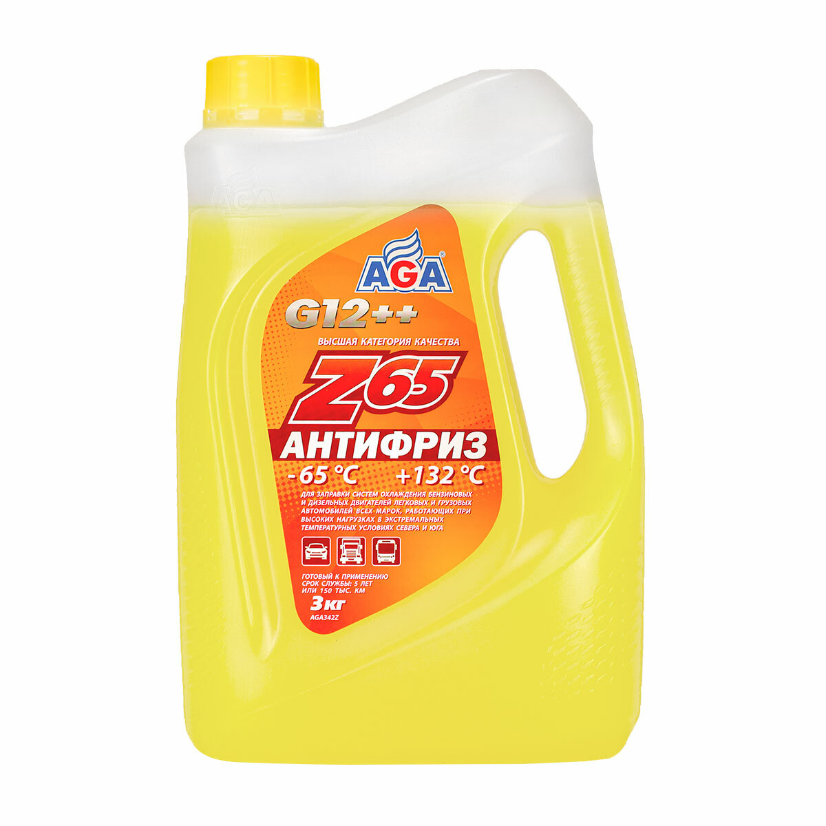 Антифриз AGA Z65 желтый, G12++ (3 кг.) AGA342Z