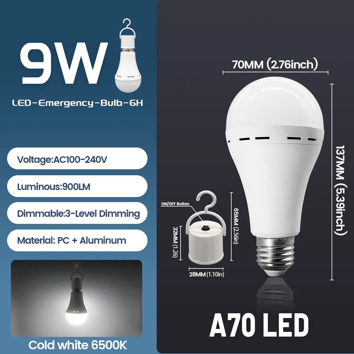 1-10 штук светодиодных ламп заряжаемых AC100-240V E27 7W 9W 12W аварийных ламп для домашнего электроснабжения, походов, веранды, садовых ламп