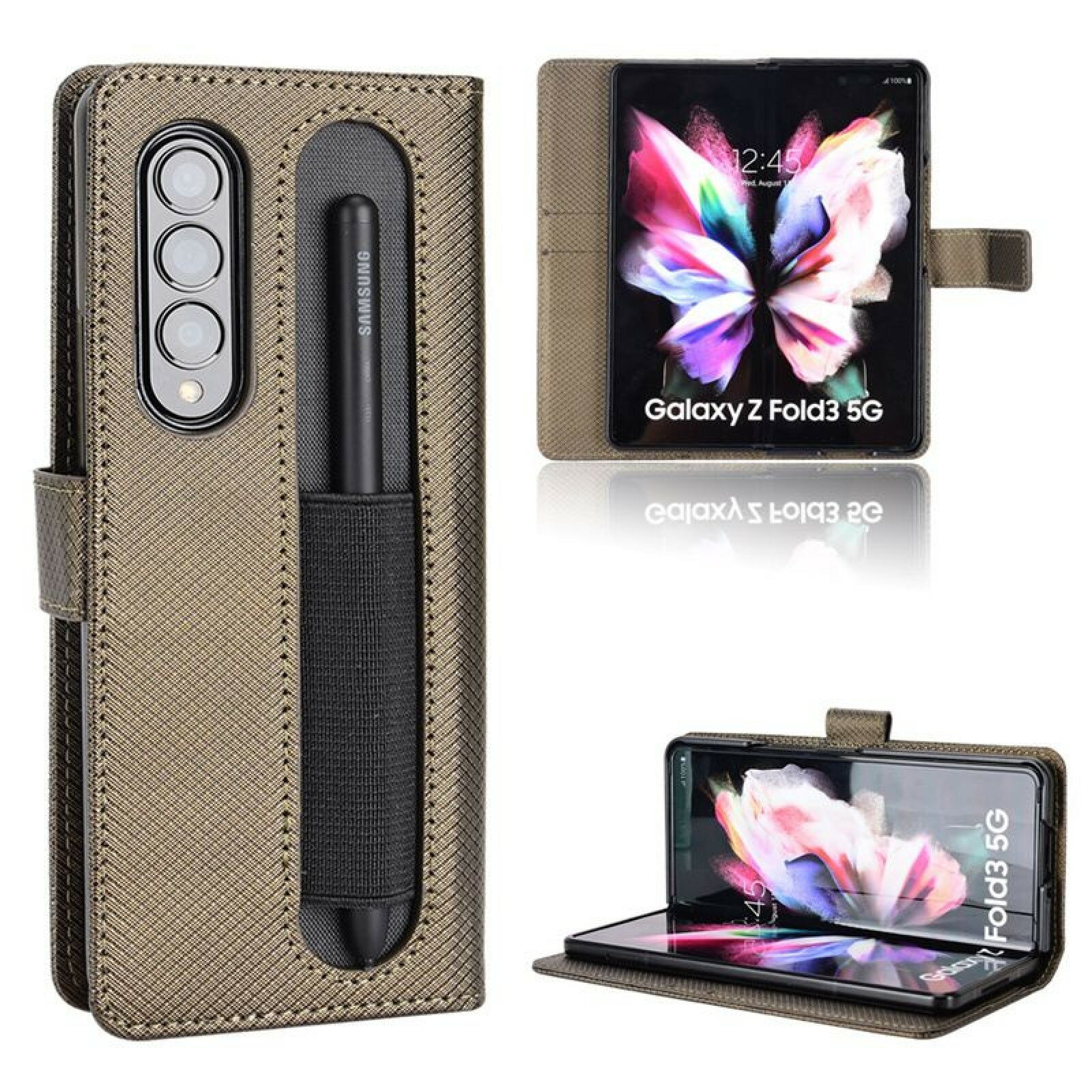 Защитная книжка MyPads для Samsung Galaxy Z Fold4 из искусственной кожи с магнитным клапаном и держателем для стилуса