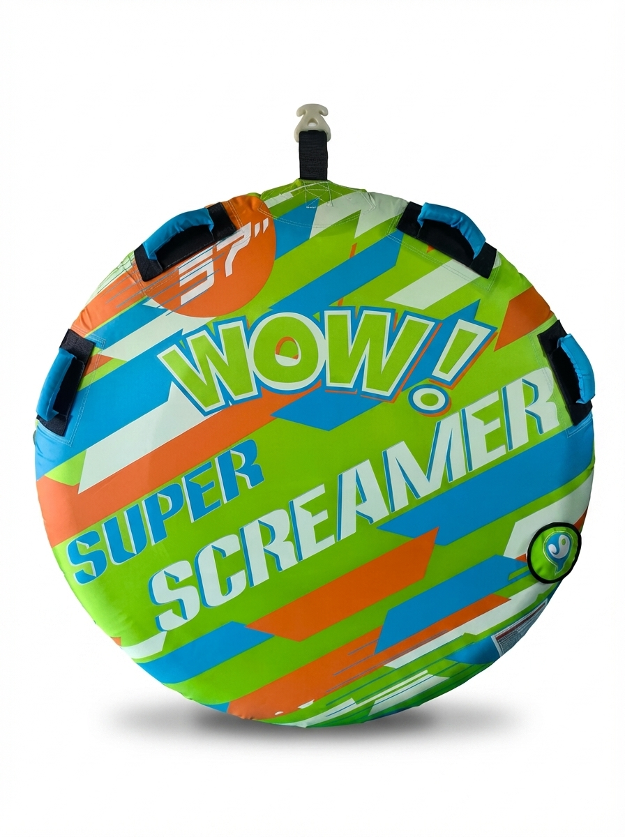Надувной буксируемый банан WOW Super Screamer 58", 2-местный, сине-зеленый, сверхпрочный ПВХ, для водного отдыха