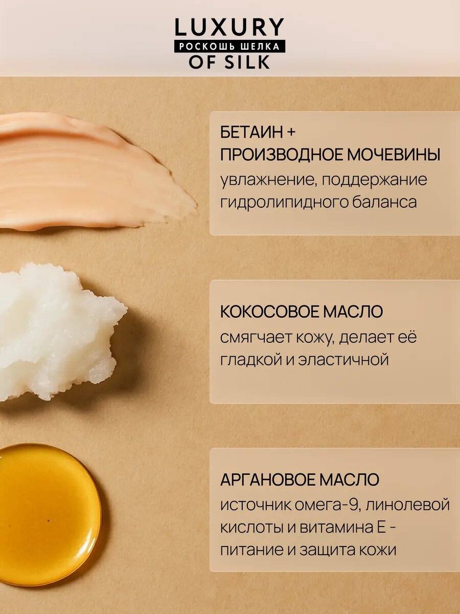 Крем LUXURY OF SILK для тела, 500мл, увлажняющий, питательный, восстанавливающий, для всех типов — фото 1