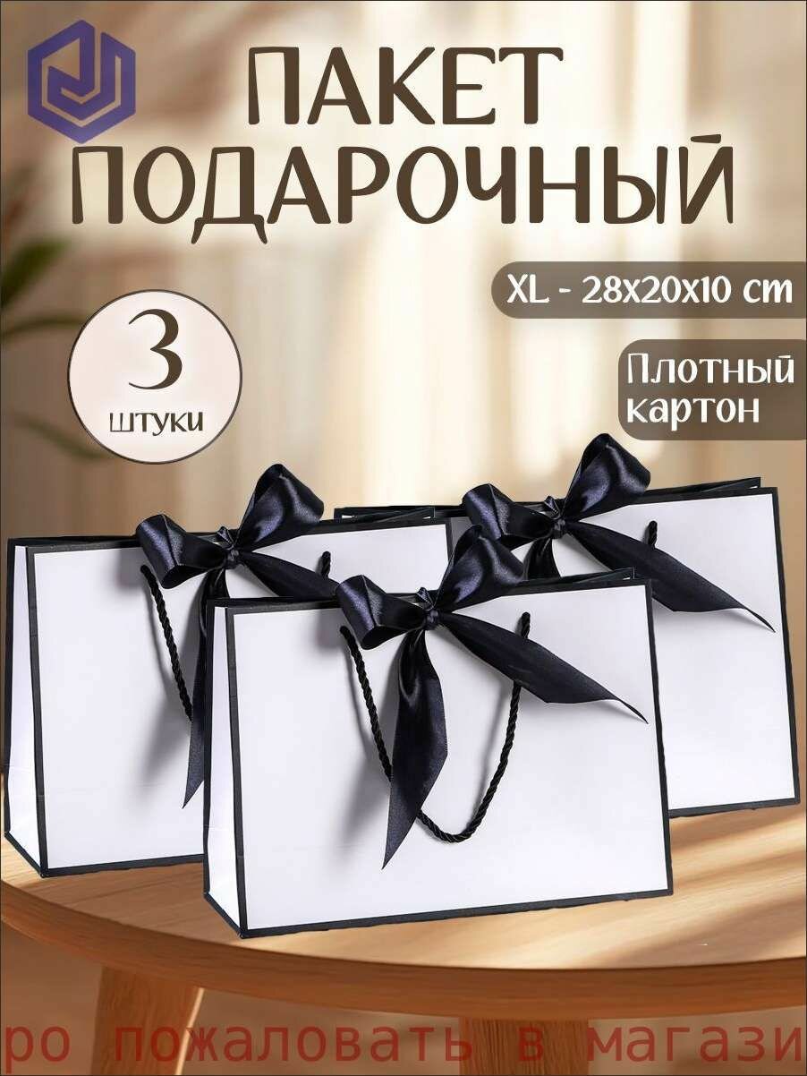 Пакет подарочный 28х20х10 см, 3 шт. подарочная упаковка пакет для подарка