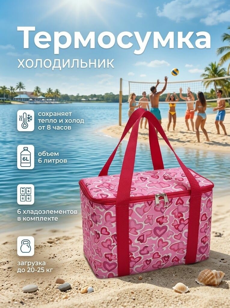 Термосумка с термоиндикатором (сумка холодильник) 6 литров с хладоэлементами