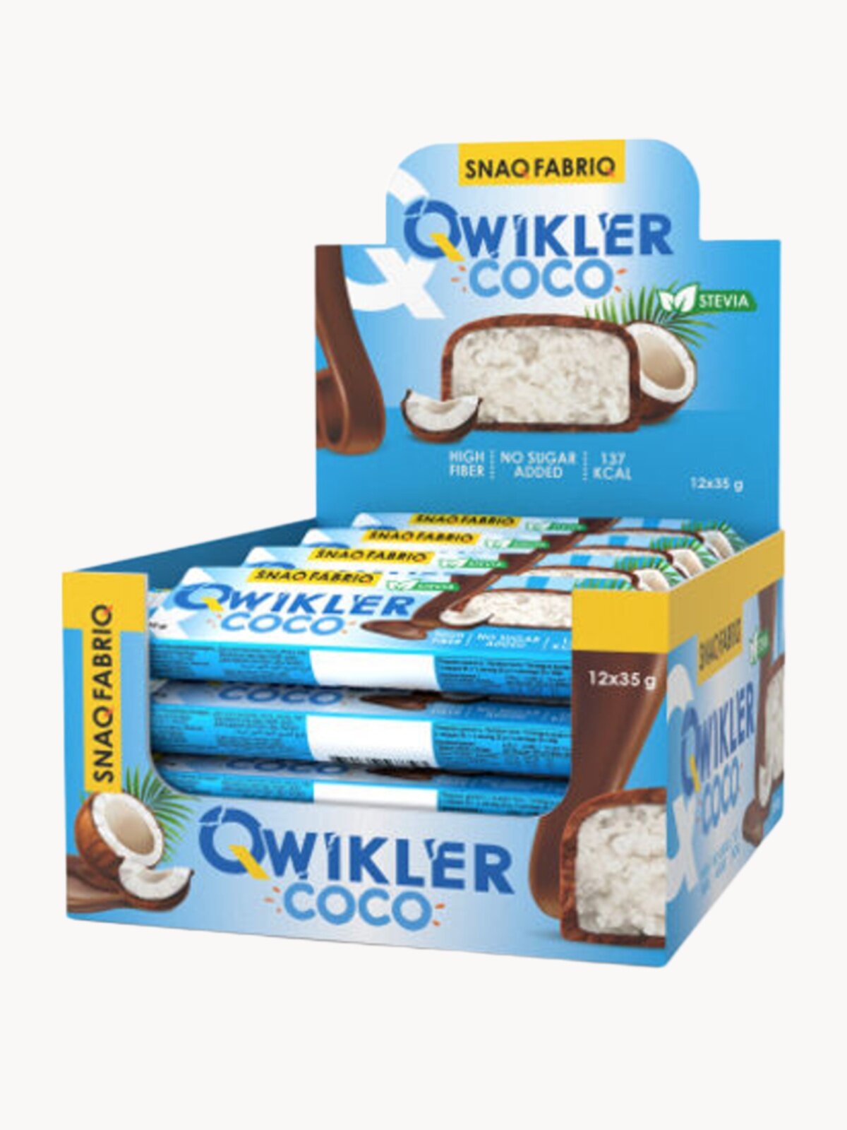 Батончик глазированный SNAQ FABRIQ Qwikler без сахара "Кокосовый" 35 г х 12
