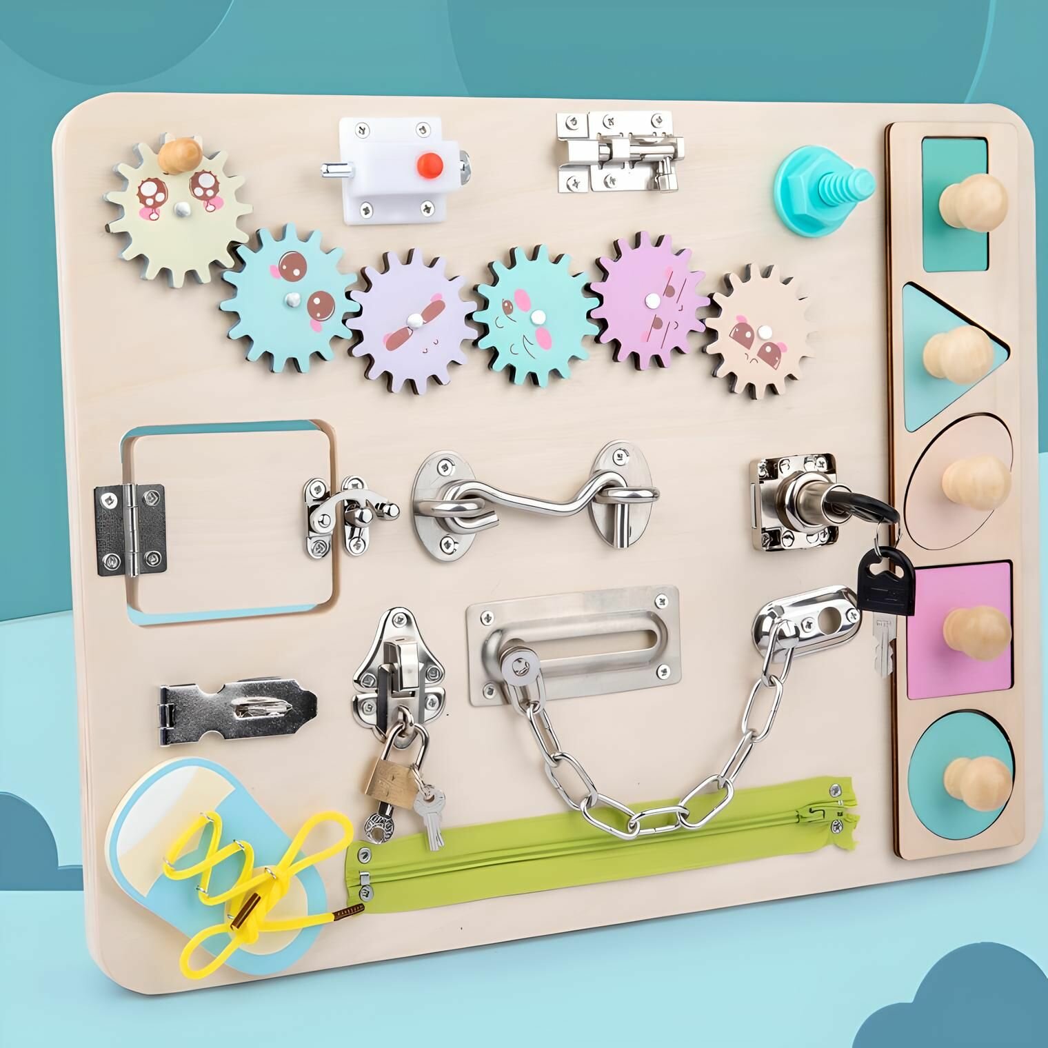 Бизиборд деревянный развивающий.