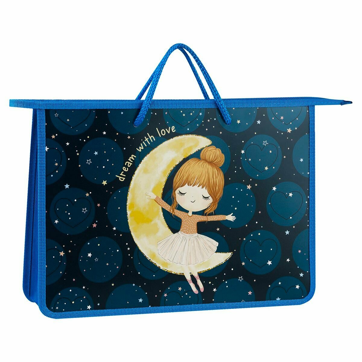 Папка с ручками А4 ArtSpace "Riding on the moon", пластик, на молнии, 75мм (ПТ-15О70003)