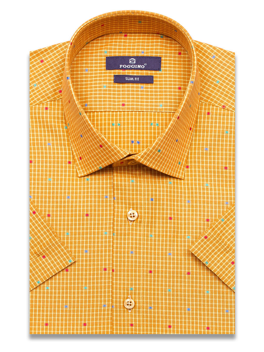 Рубашка приталенная с короткими рукавами