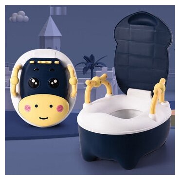 Горшок детский со спинкой и ручками "Бычок" ST SM-CP006/BL (синий)