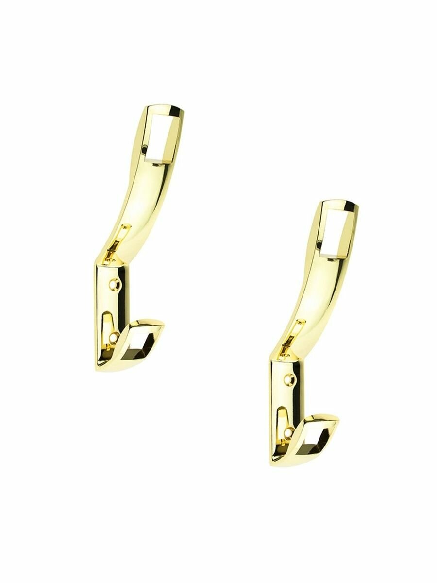 Крючок мебельный двухрожковый GAMET (Польша) золото (комплект 2 шт.)