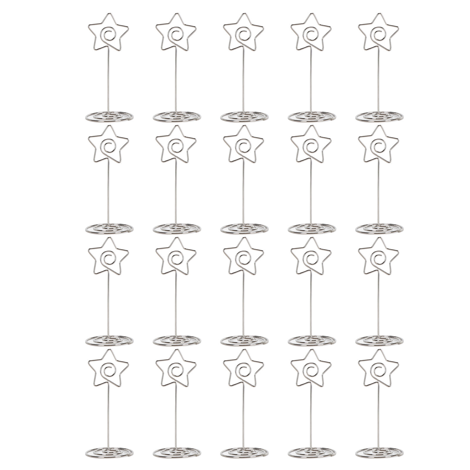 20 шт. настольные зажимы для заметок, держатели для номеров столов, в форме звезды, металлические настольные зажимы для именных карточек, фото, меню, картинки, серебристые