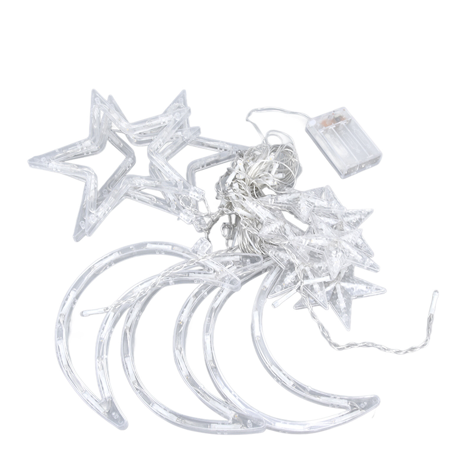 Гирлянды для штор со звездой и луной, романтическая атмосфера, 2 режима освещения, 126 светодиодных светильников для штор в честь Рамадана для свадеб, дней рождения