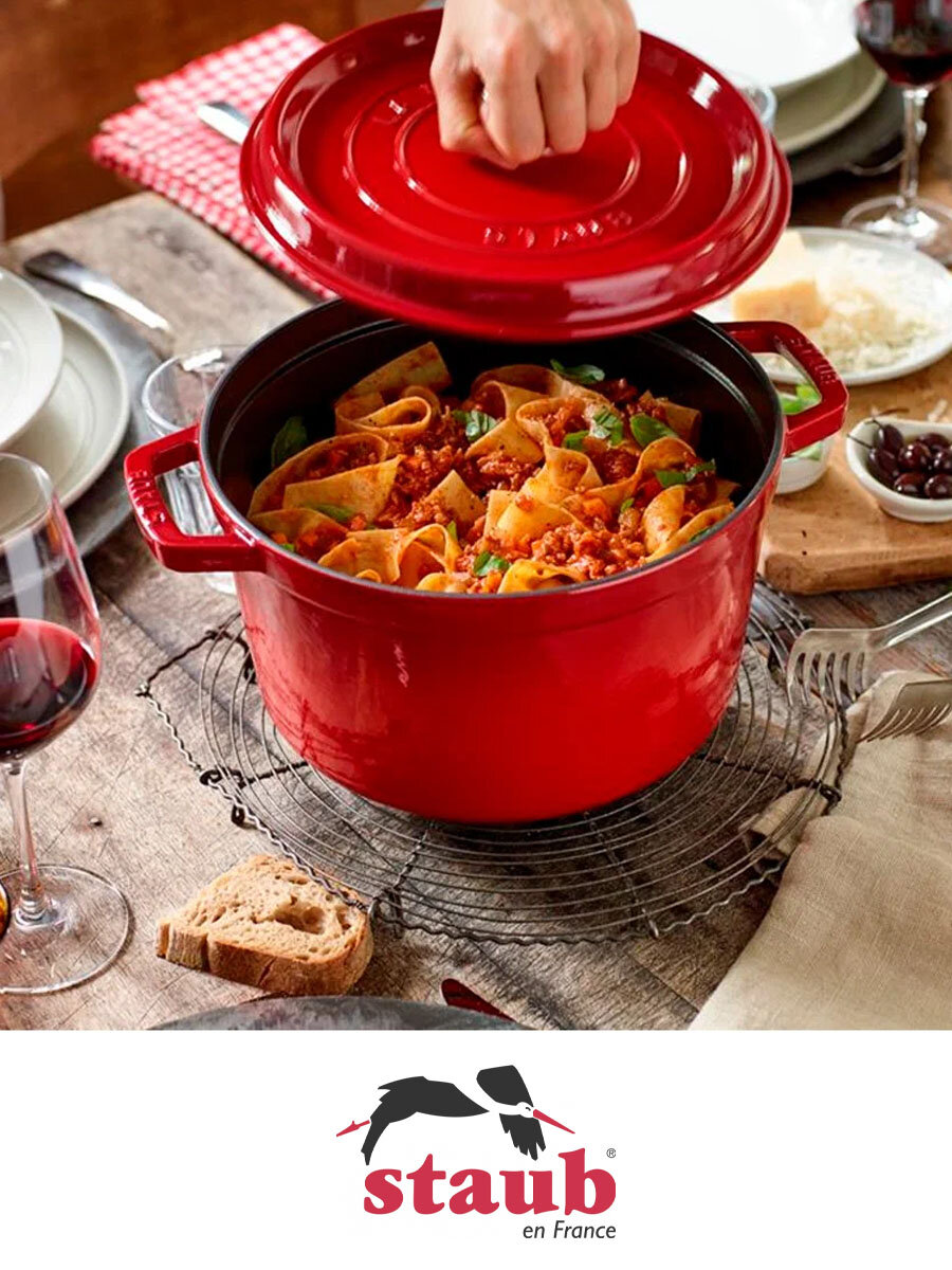 Кокот высокий Staub La Cocotte 4.7л, вишневый, чугунный, с крышкой