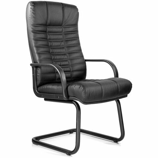Кресло для приемных и переговорных Focusnic "Атлант", кожа, черное