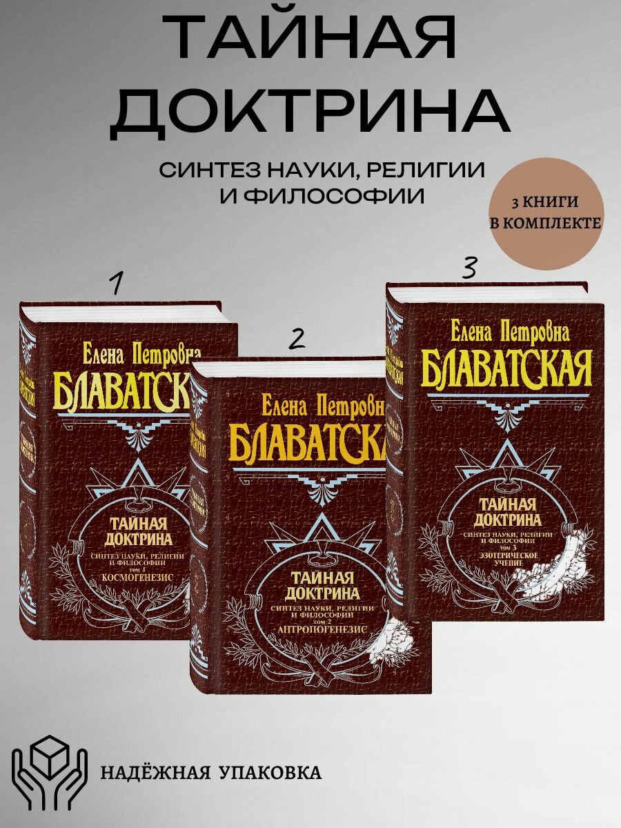 Комплект из 3х книг Тайная доктрина. Синтез науки, религии и философии (тома 1-3)