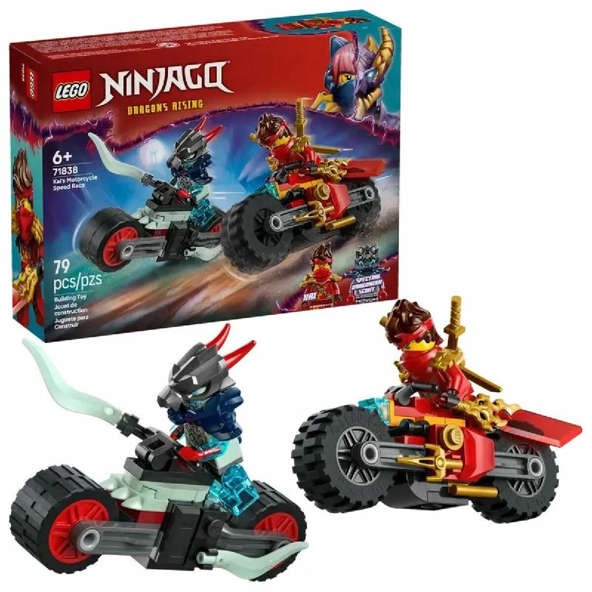 71838 Пластиковый Конструктор Lego Ninjago 71838 Kai's Motorcycle Speed Race Скоростная гонка на мотоцикле Кая