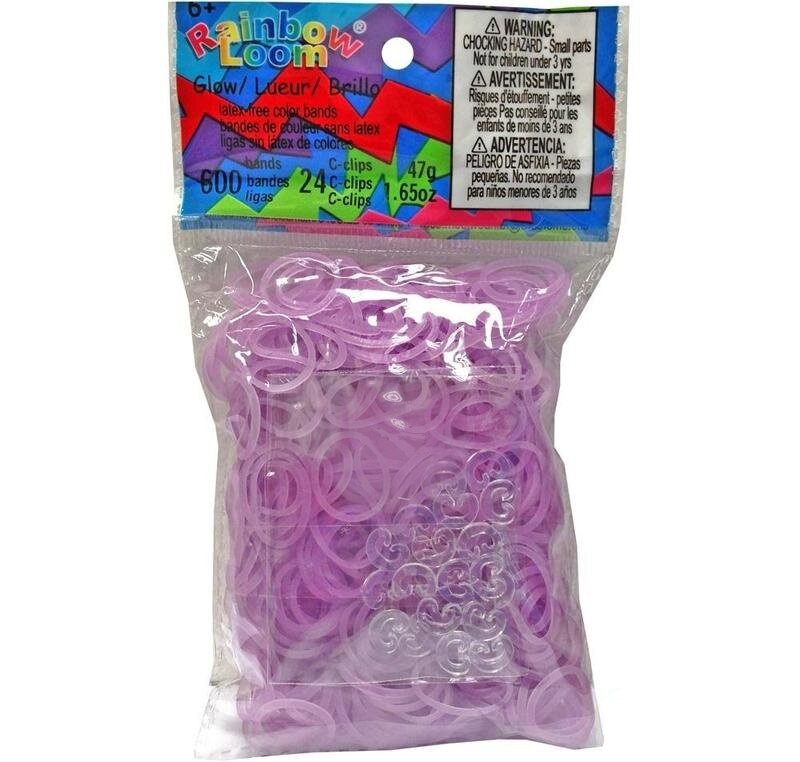 Резинки для плетения браслетов Rainbow Loom светящиеся в темноте, Фиолетовые GID Purple (B0100)