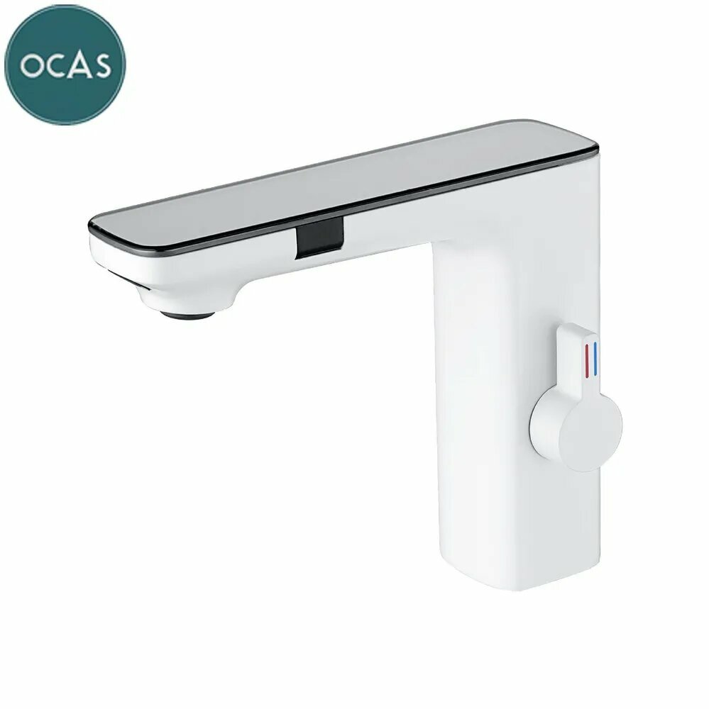 Смеситель для кухни Ocas Smart White, поворотный, сенсорный, аэратор, хромированный