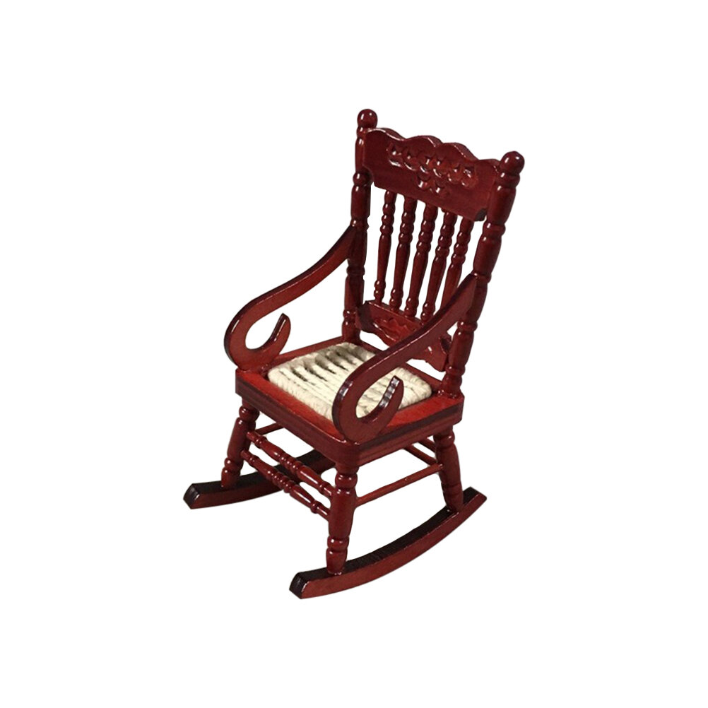 Миниатюрное белое деревянное кресло-качалка для кукольного домика в масштабе 1:12, сиденье из пеньковой веревки, аксессуар для мебели.
