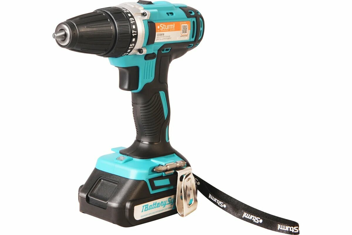 Аккумуляторная дрель-шуруповёрт Sturm! CD3618, 18В, 30 Нм, 2 аккумулятора, кейс