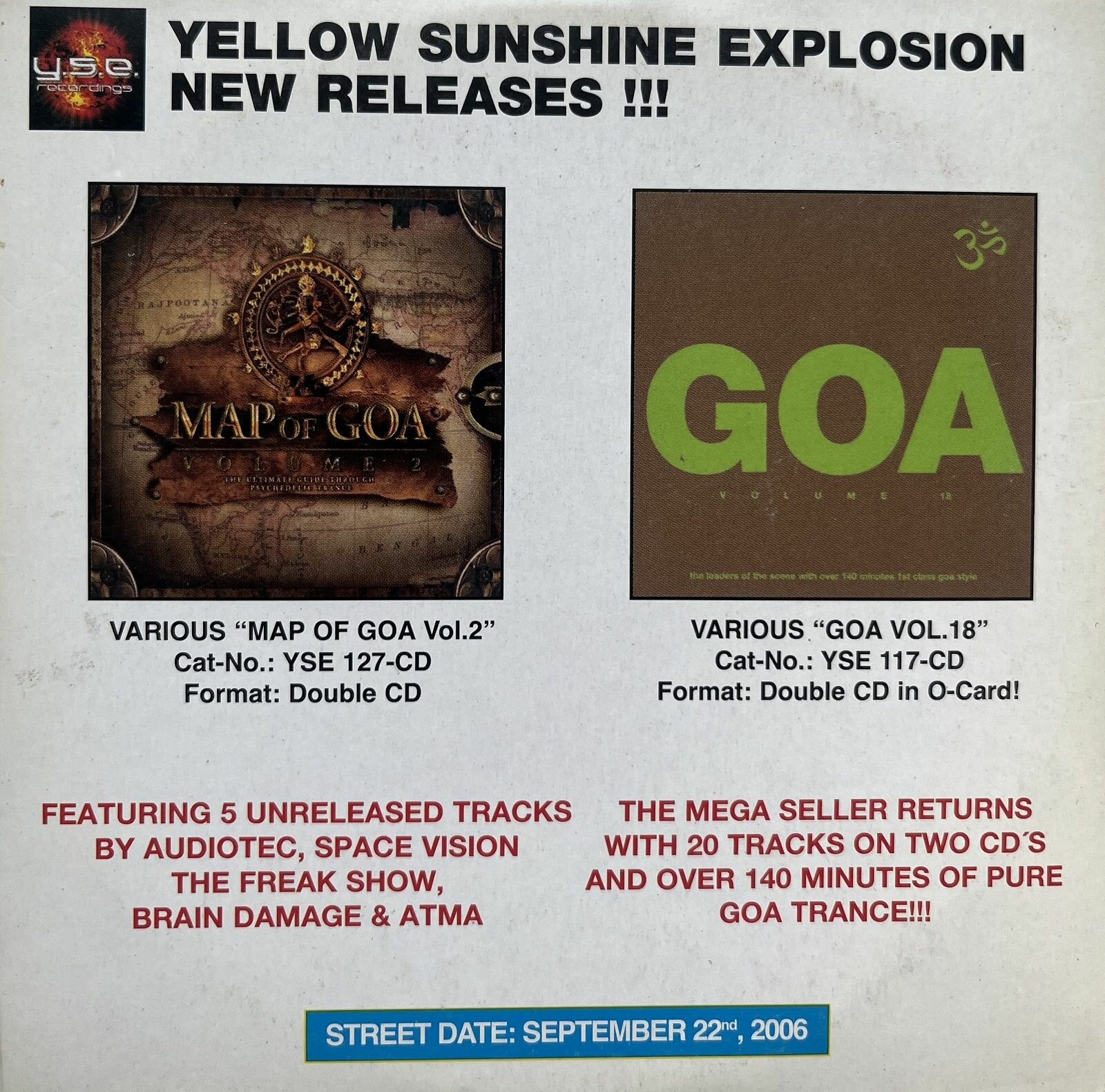 Map Of Goa Volume 2 / Goa Volume 18 (Promo, Yellow Sunshine Explosion, MillYSE-117127-2-P, 2006) CD