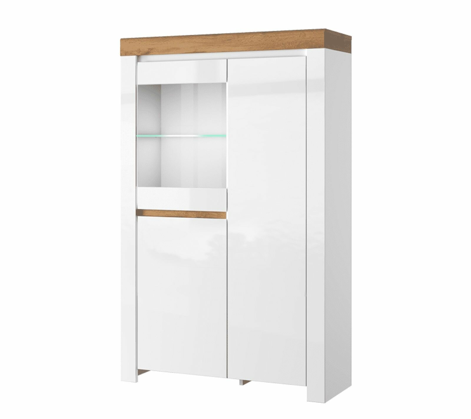 Витрина Anrex Taurus 1V2D, 153 x 35.7 x 96.2 см, цвет: белый глянец/дуб вотан