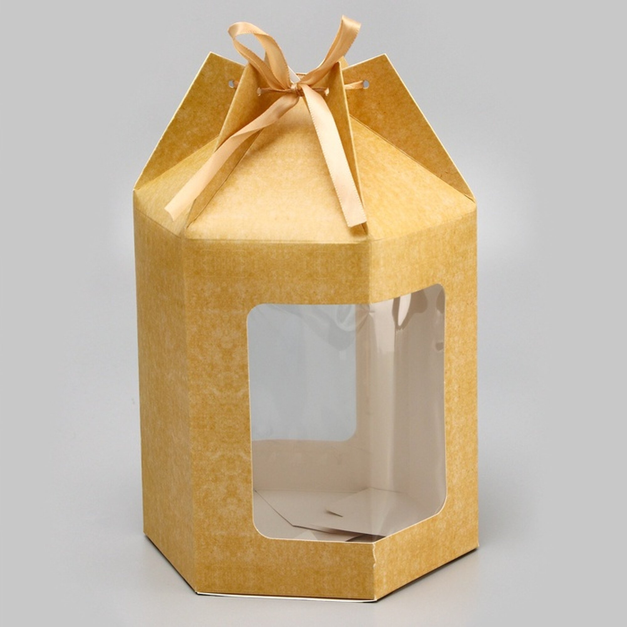 Подарочная коробка Upak Land, для кондитерских изделий, 18x15.5x18 см, бежевая