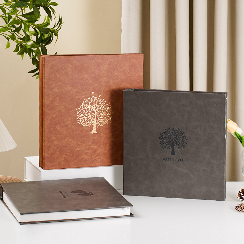 Кожаная самоклеящаяся пленка для вставки тонкий фотоальбом фотостудия фотоальбом большой емкости творческий юбилейный альбом на заказ80 листов самоклеющийся альбом для фото (чёрный)