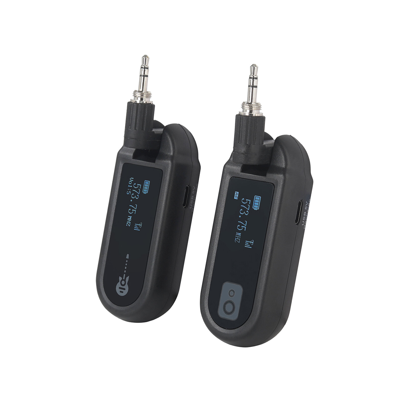 Беспроводная гитарная система 6,35 мм и 3,5 мм, перезаряжаемый гитарный передатчик и приемник для электроинструментов, регулируемая громкость, передача УВЧ в реальном времени 20 Гц-20 кГц