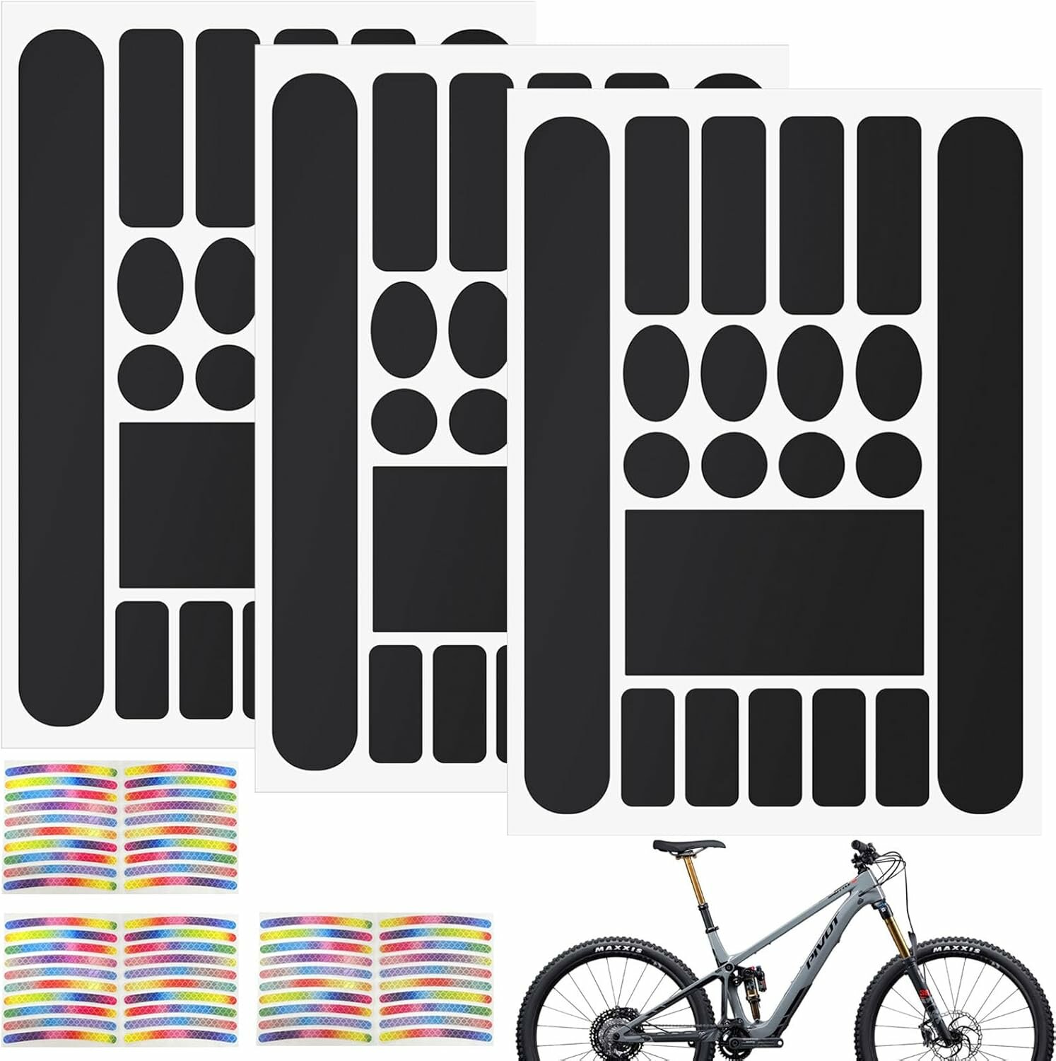 3 типа наклеек для горных велосипедов, наклейки для защиты велосипедной рамы, радужные светоотражающие наклейки из ПВХ