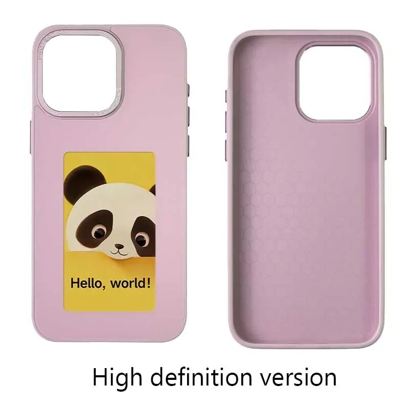 Чехол для телефона с умным экраном E-ink NFC высокой четкости для Розовый, Для iPhone 16, Pink.