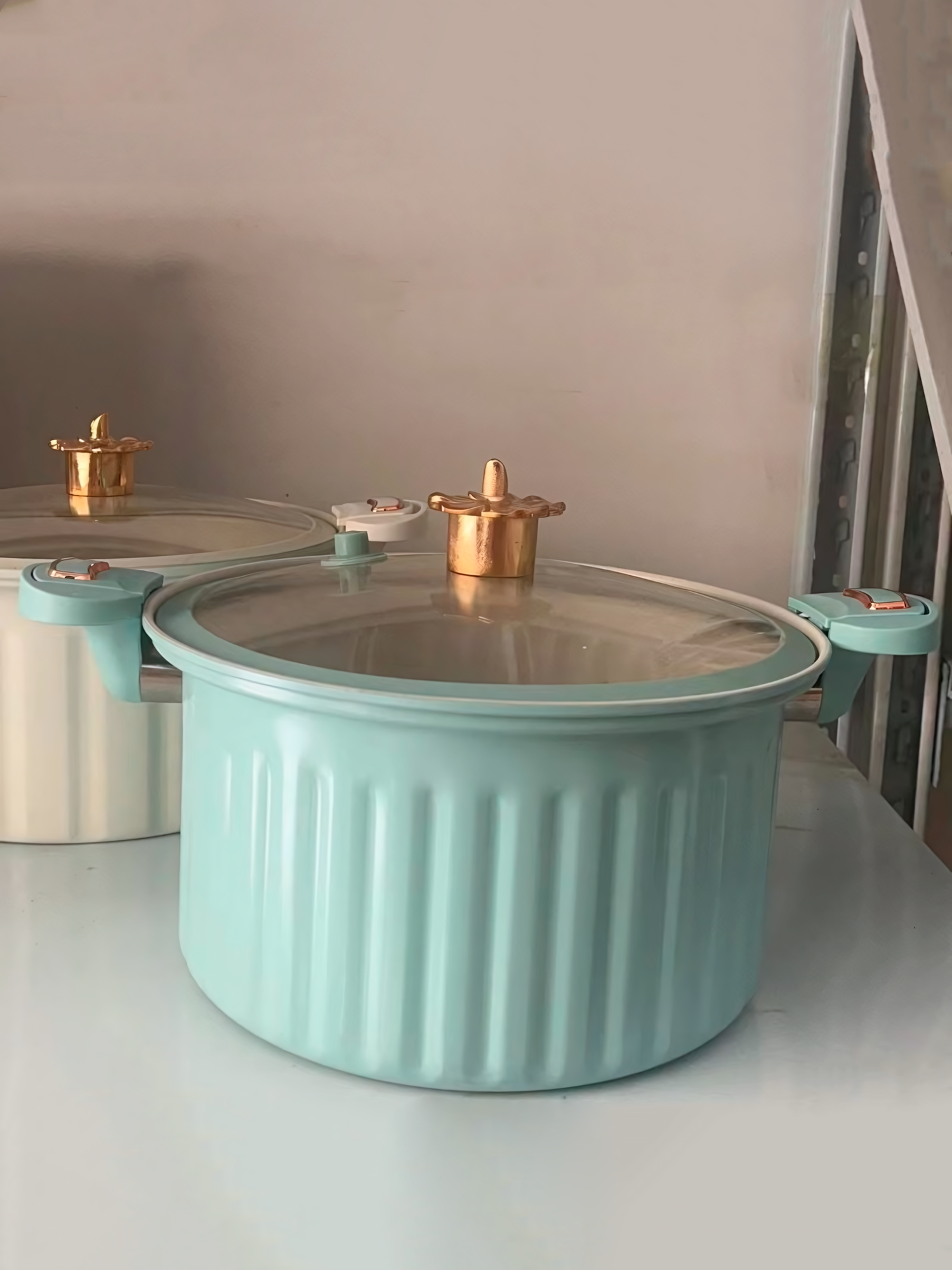 Кастрюля LONGZIWEI ROMA, для приготовления под давлением, 28 см, 10 л, голубой