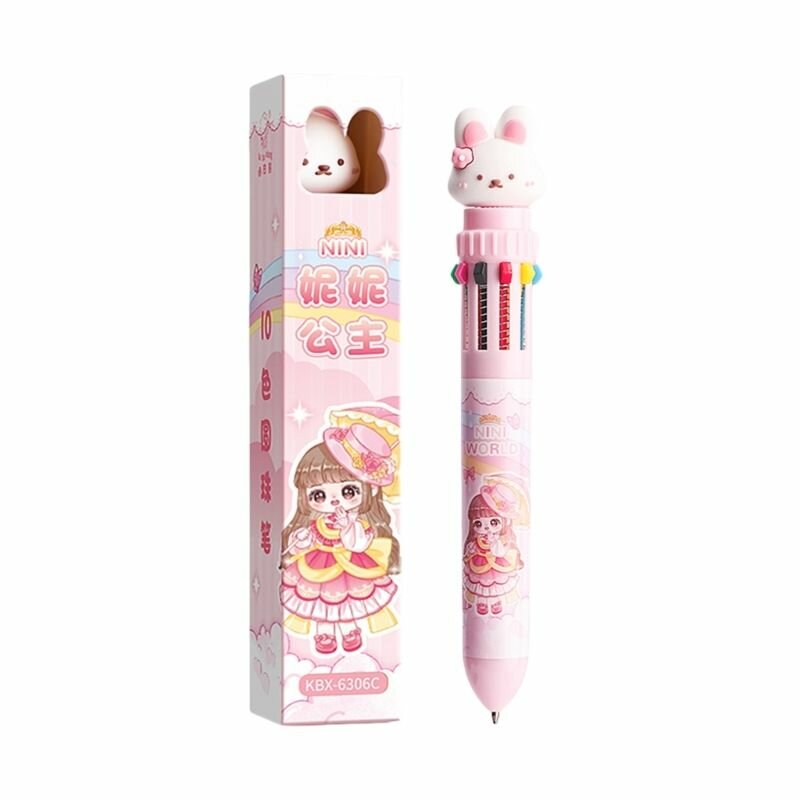 Десятицветная шариковая ручка мультяшная милая креативная многоцветная пресс-типа-Princess Nini